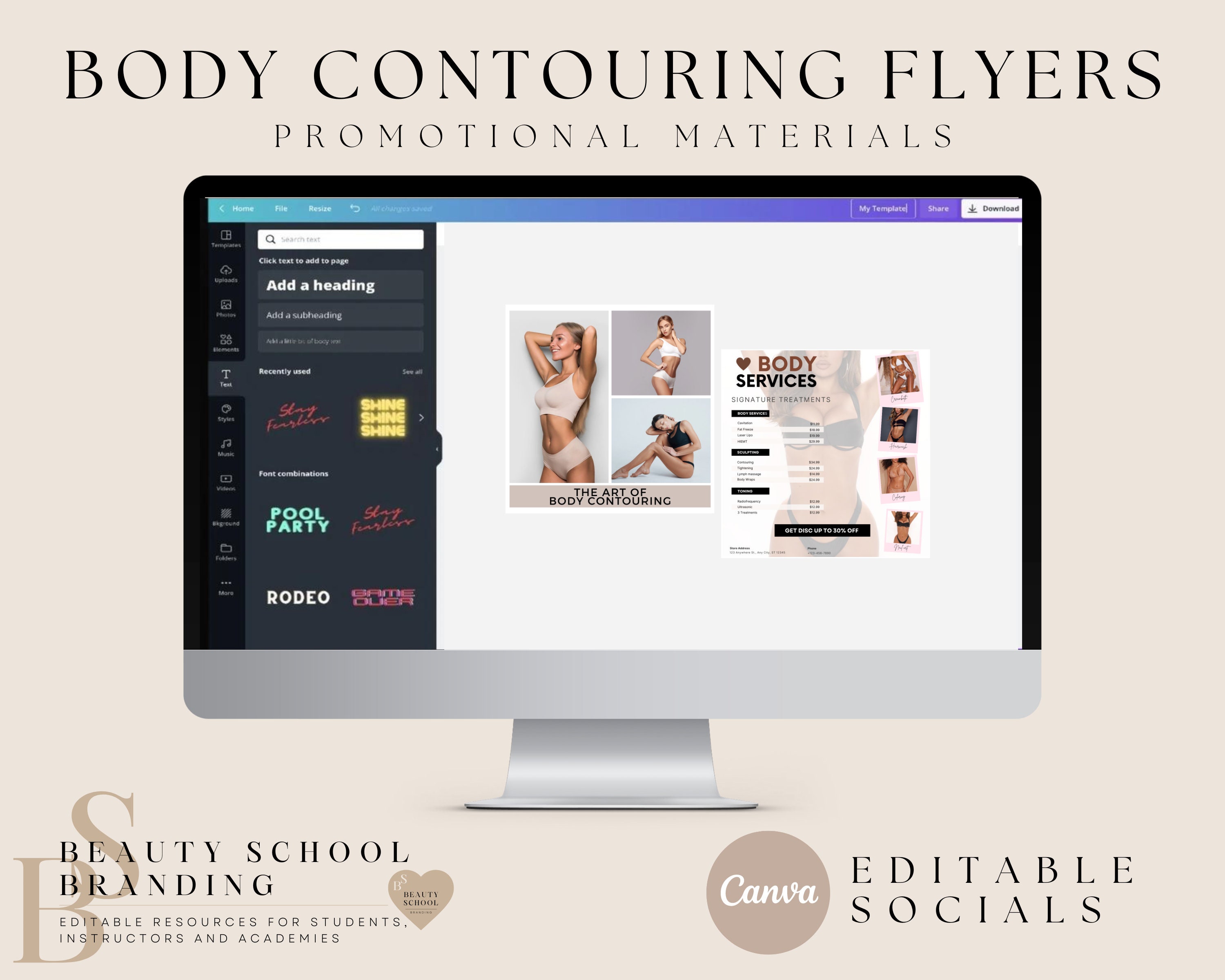 Body Contouring Body Contouring Flyers Body Contouring Menu - Etsy