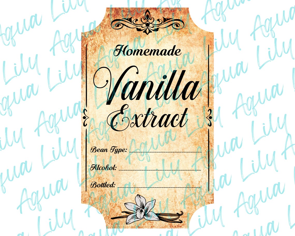 Vanilla Extract Label, Printable Label, Extract Label, Write on Label ...
