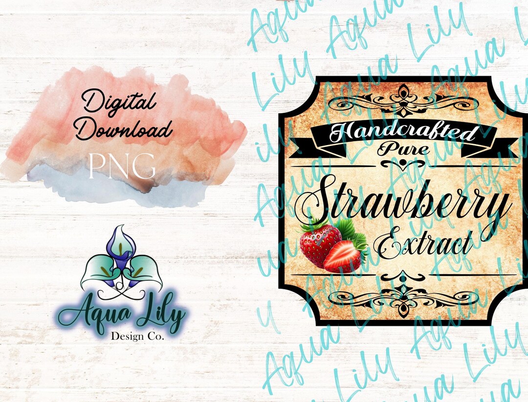 Strawberry Extract Label, Printable Label, Extract Label, Vintage Label ...