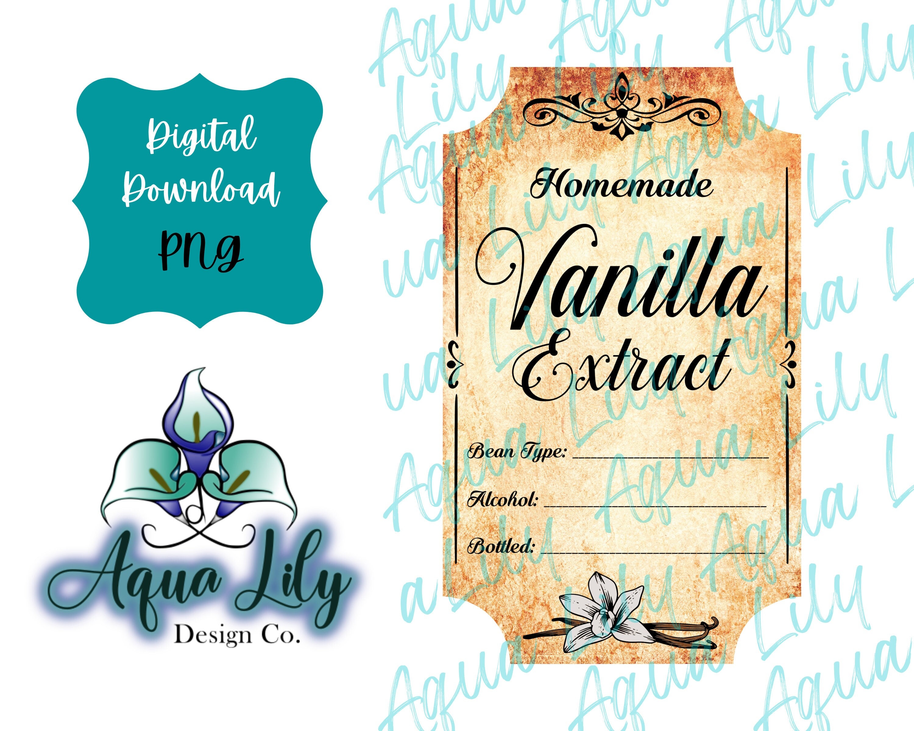 Vanilla Extract Label, Printable Label, Extract Label, Write on Label ...