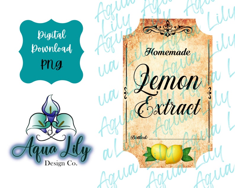 Lemon Extract Label, Printable Label, Extract Label, Write on Label ...