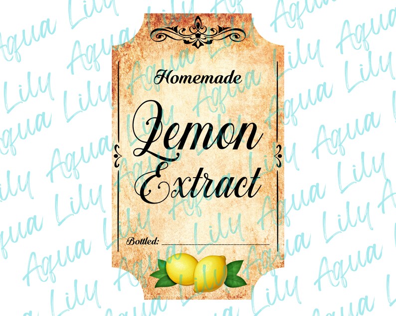 Lemon Extract Label, Printable Label, Extract Label, Write on Label ...