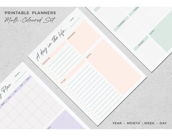 A4 Printable PDF Undated Daily Weekly Monthly Yearly Planner Set - Pink ...