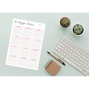 A4 Printable PDF Undated Daily Weekly Monthly Yearly Planner Set Pink ...