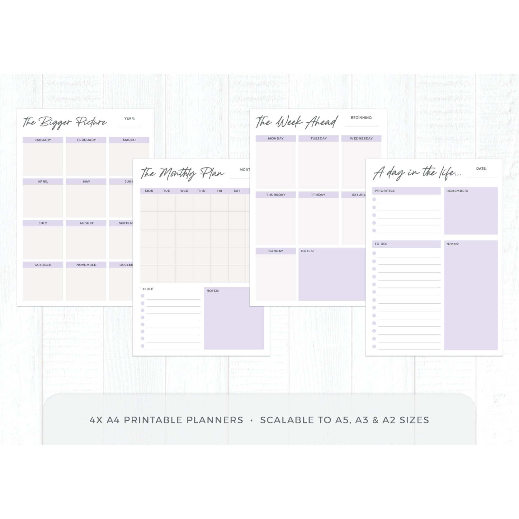 A4 Printable PDF Undated Daily Weekly Monthly Yearly Planner Set ...