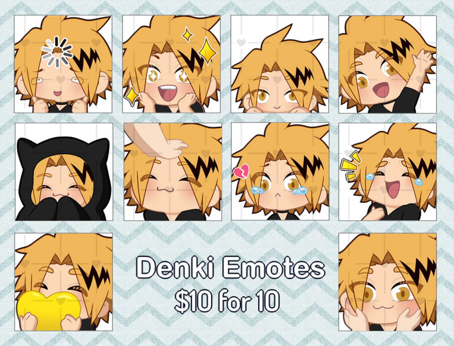 Denki Kaminari Discord Twitch Emotes + Stickers - Etsy