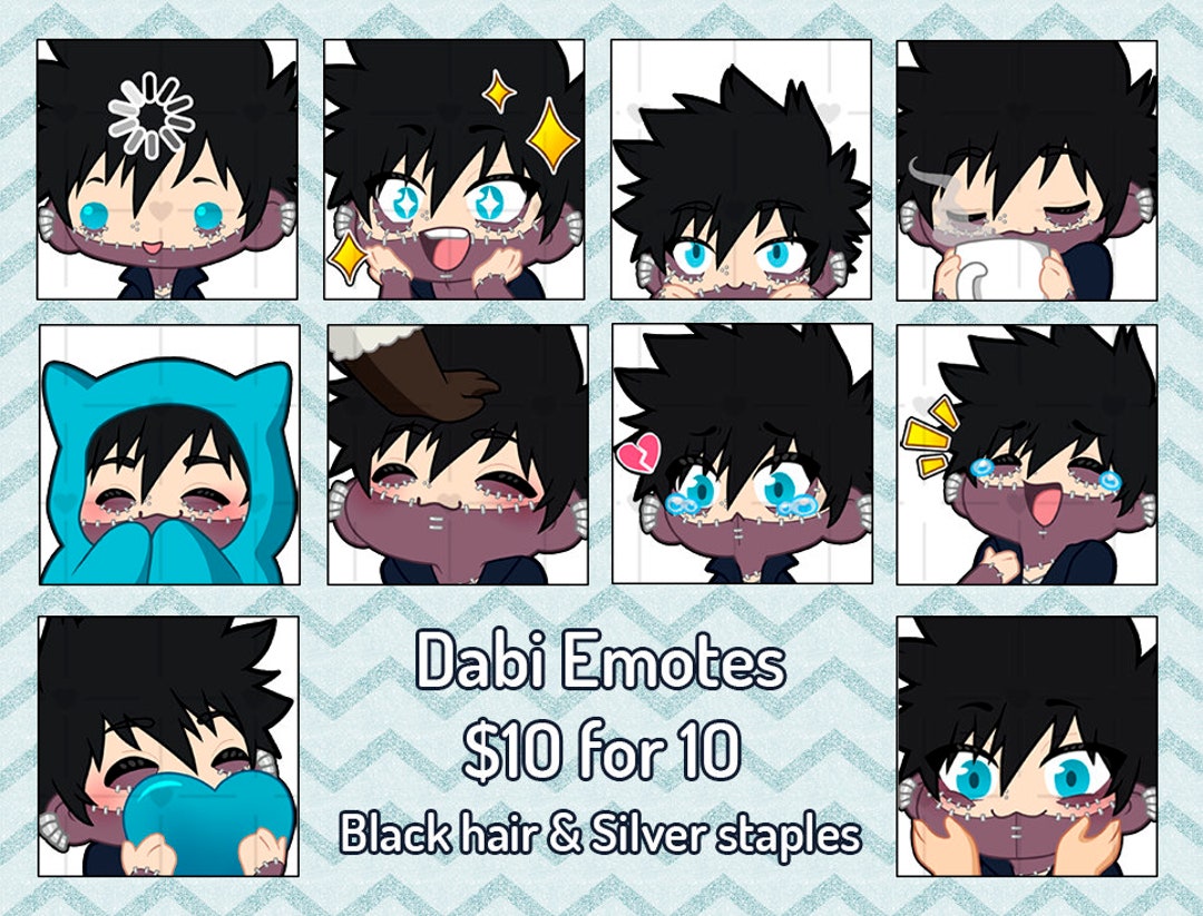 Dabi Discord Twitch Emotes + Stickers (black Hair + Silver Staples) - Etsy