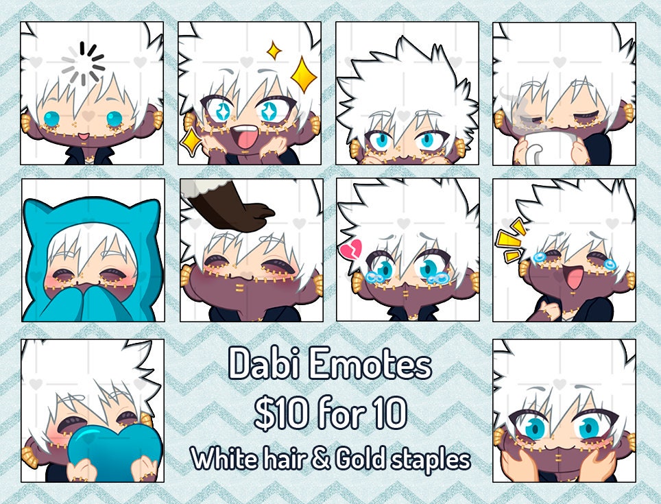 Dabi Discord Twitch Emotes + Stickers (white Hair + Gold Staples) - Etsy