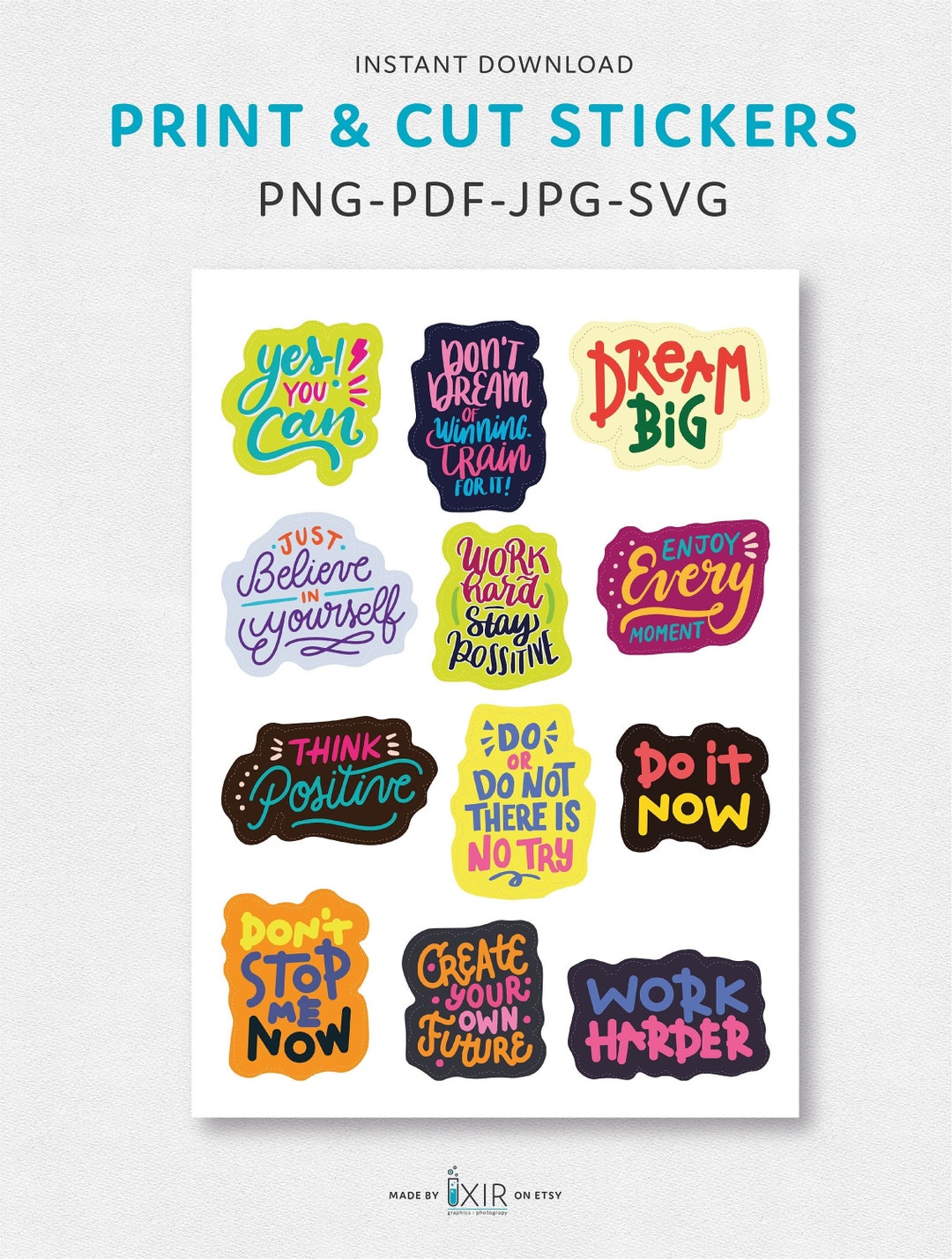 Printable Stickers PNG Stickers Print and Cut Stickers, Digital ...