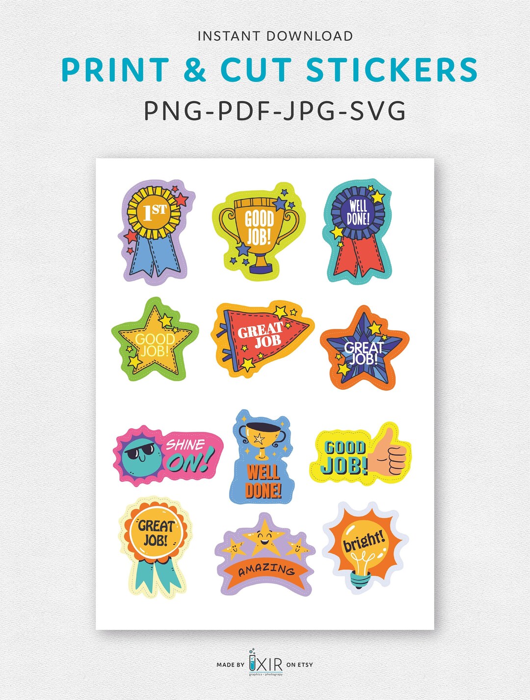 Printable Stickers PNG Stickers Print and Cut Stickers, Digital ...