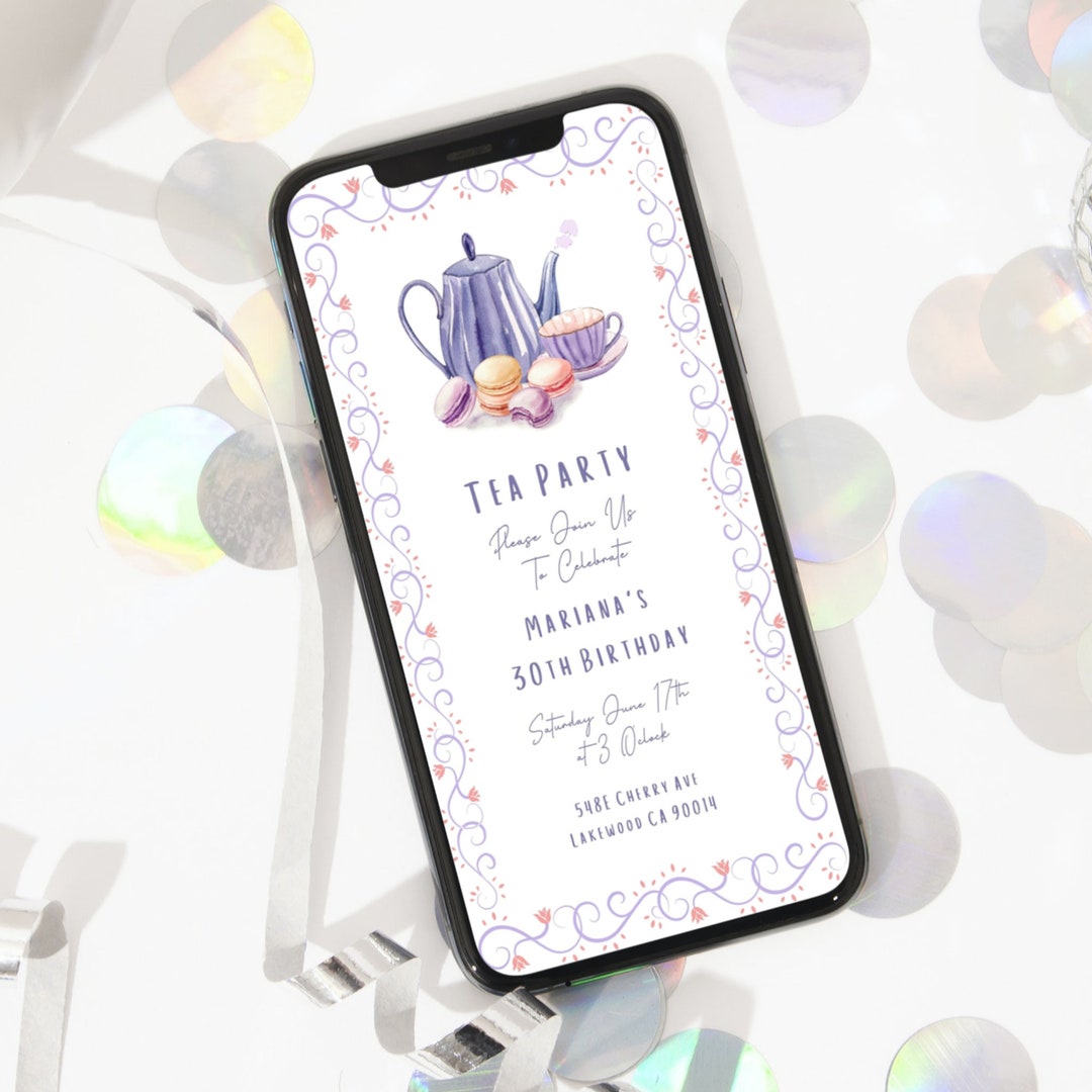 Tea Party Birthday Invitation Template, High Tea Invite, Invitation ...