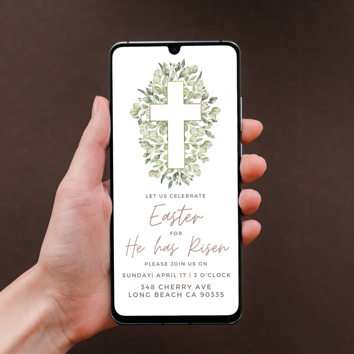 Easter Invitation, Editable Template for Easter Party, Greenery and ...