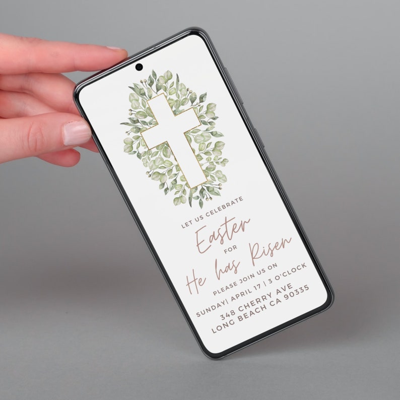 Easter Invitation, Editable Template for Easter Party, Greenery and ...