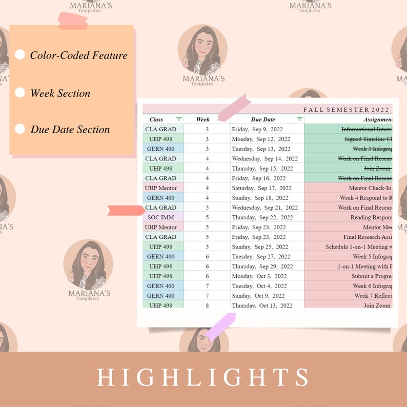 Digital Student Planner, Assignment Tracker, Editable on Google Sheets ...