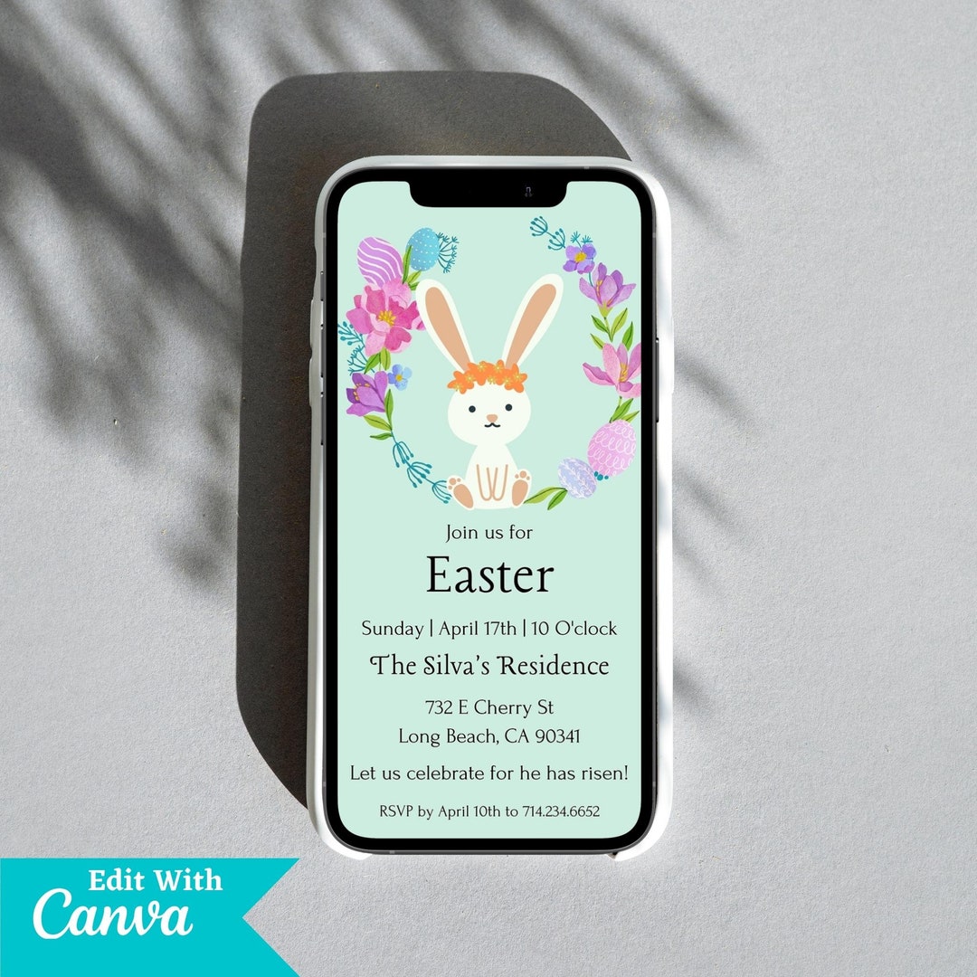 Easter Invitation, Editable Template for Easter Party, Electronic ...