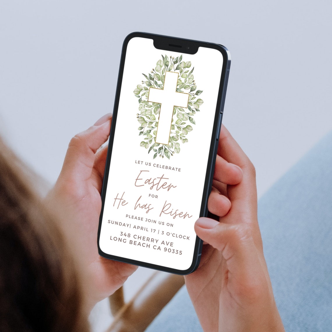 Easter Invitation, Editable Template for Easter Party, Greenery and ...