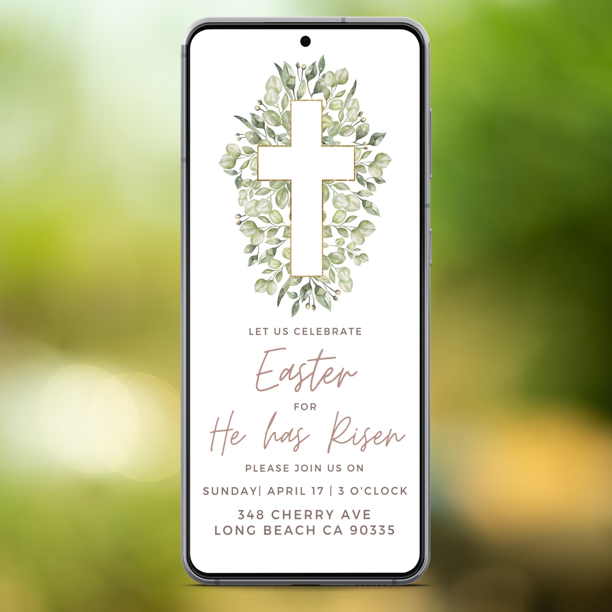 Easter Invitation, Editable Template for Easter Party, Greenery and ...