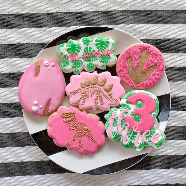 Dinosaur Party Girl Cookies - Etsy