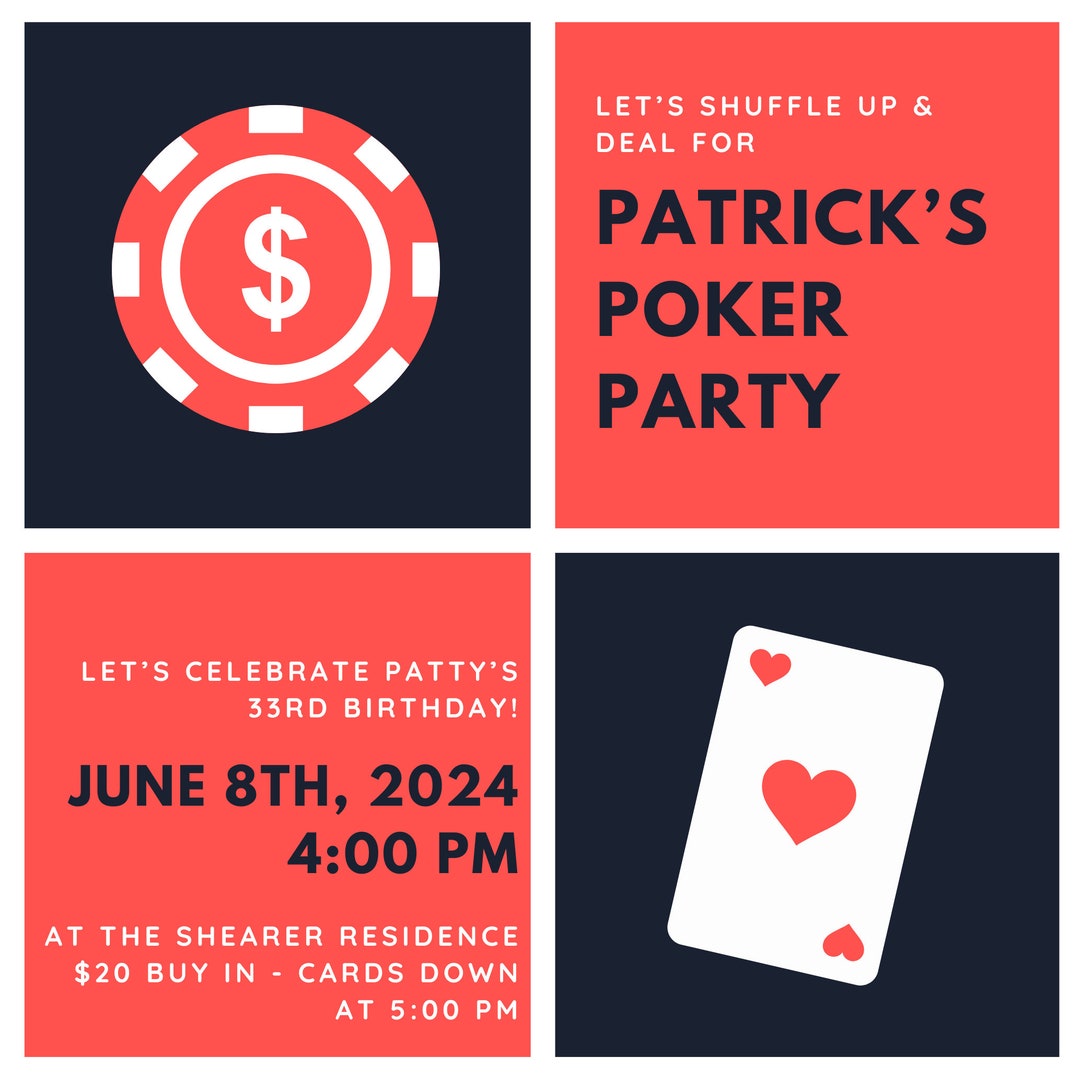 EDITABLE Digital Poker Party Invitation - Etsy