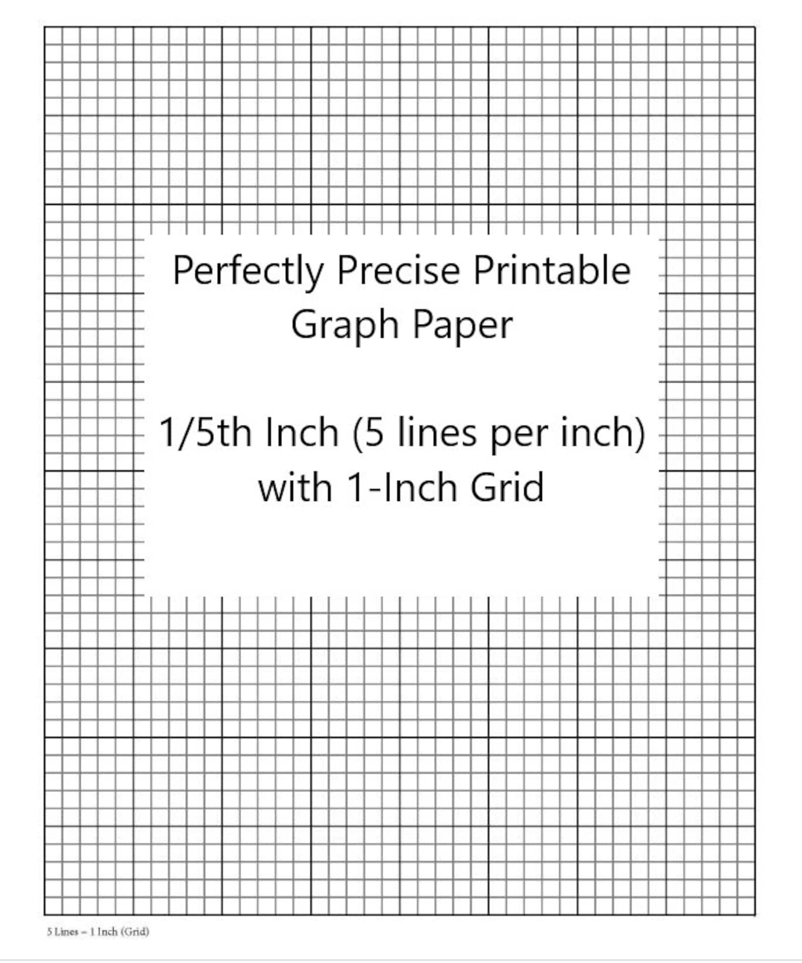 Perfectly Scaled and Precise Printable Graph Paper - 1/5 Inch (5/5 - 5 ...