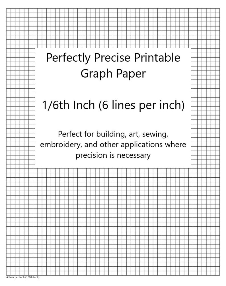 Perfectly Scaled and Precise Printable Graph Paper - 1/6 Inch (6 Lines ...
