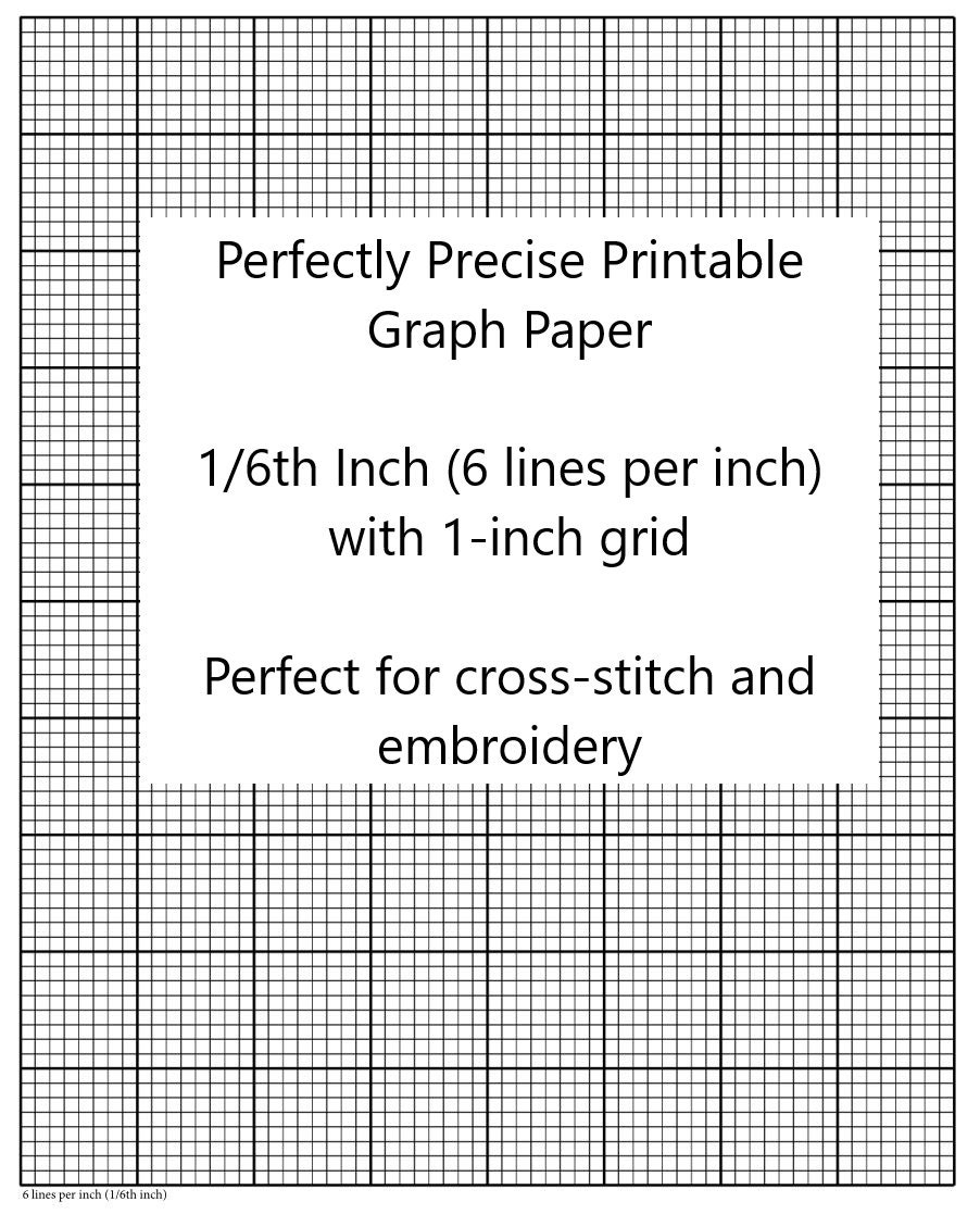 Perfectly Scaled and Precise Printable Graph Paper - 1/6 Inch (6 Lines ...