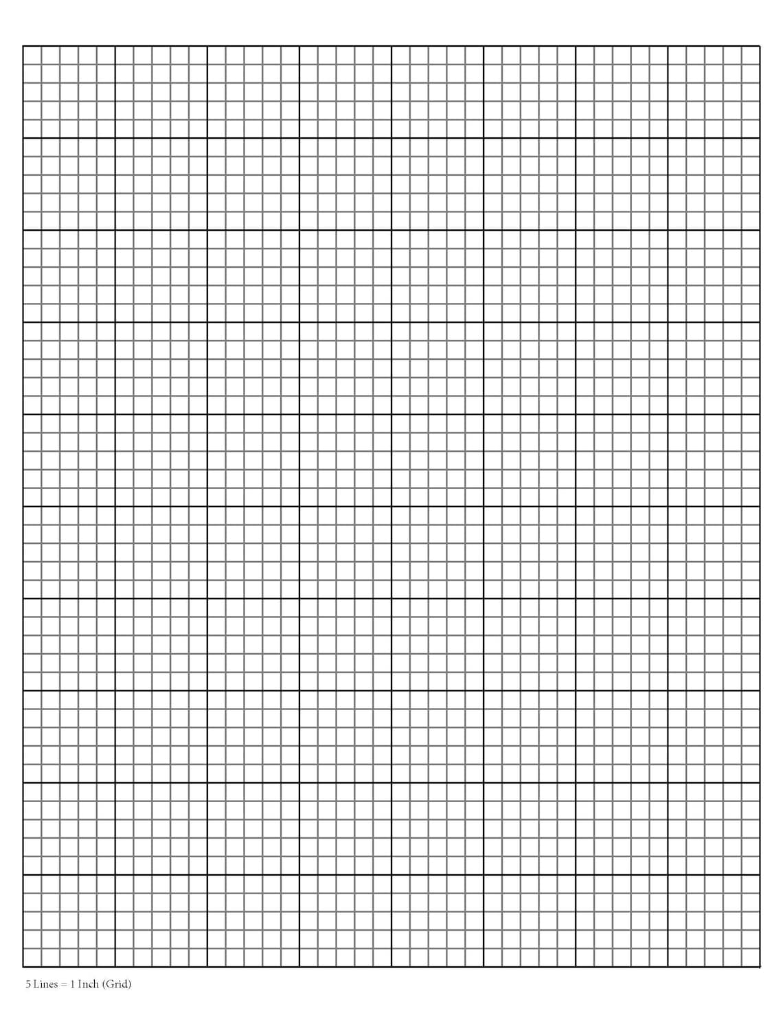 Perfectly Scaled and Precise Printable Graph Paper - 1/5 Inch (5/5 - 5 ...