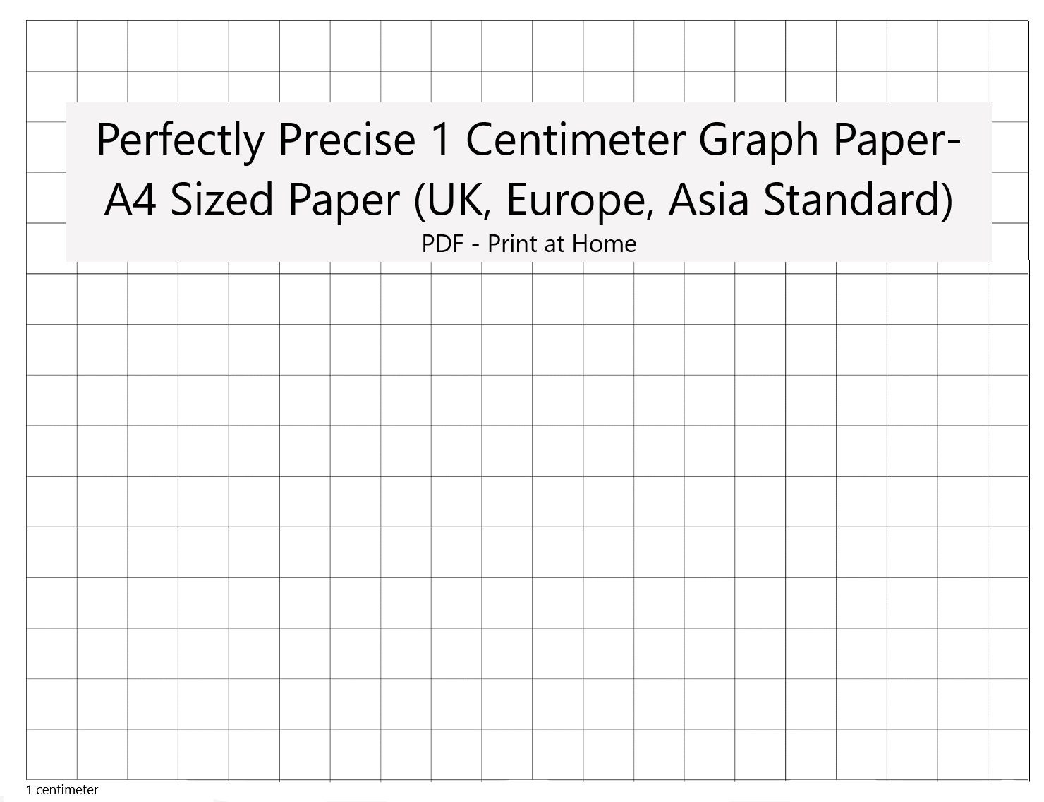 Perfectly Scaled and Precise Printable Graph Paper - A4 - 1 Centimeter Square - Metric - Etsy
