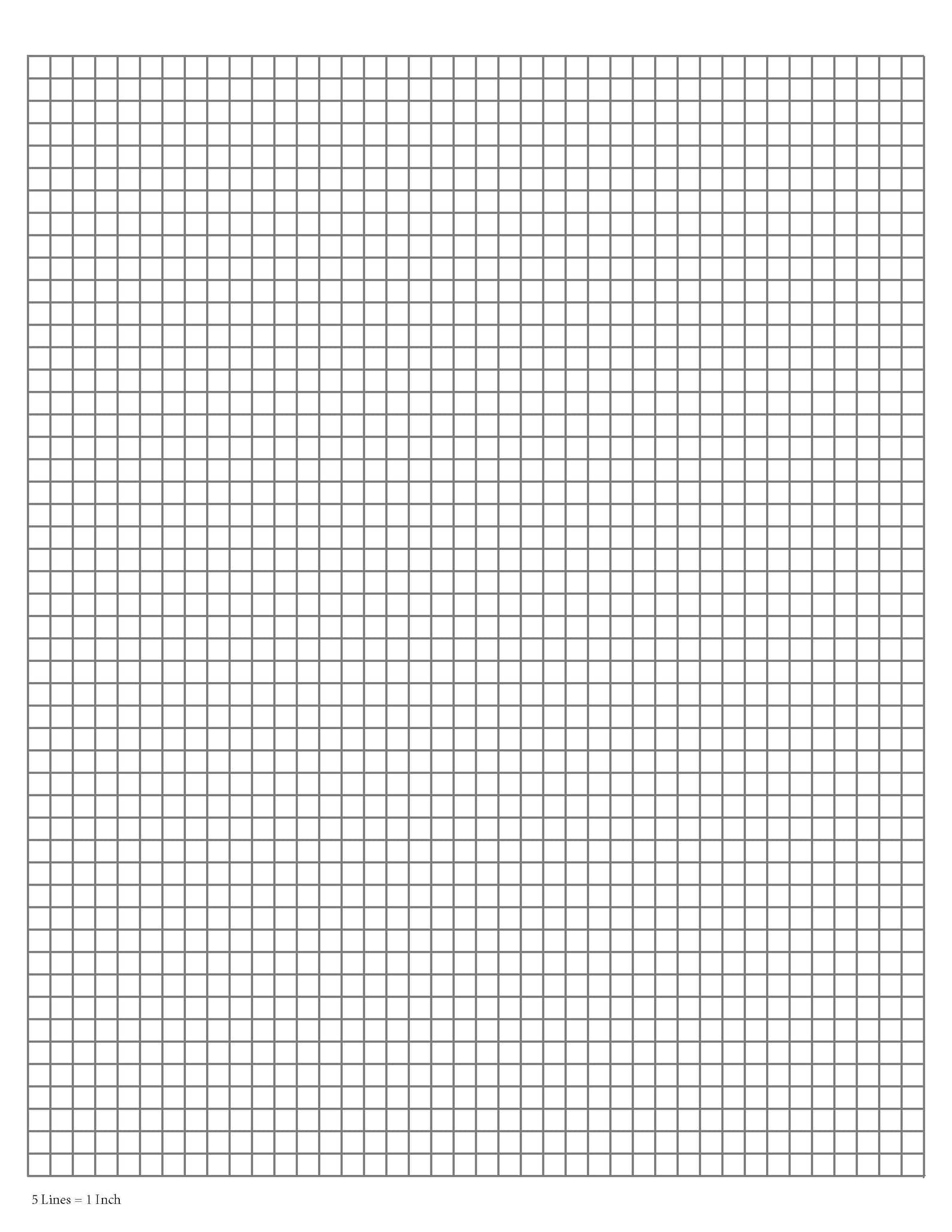 Perfectly Scaled and Precise Printable Graph Paper - 1/5 Inch (5/5 - 5 ...