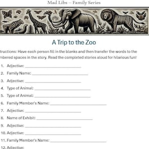 Family Adventures Mad Libs Set of 5 - Printable PDF - Etsy