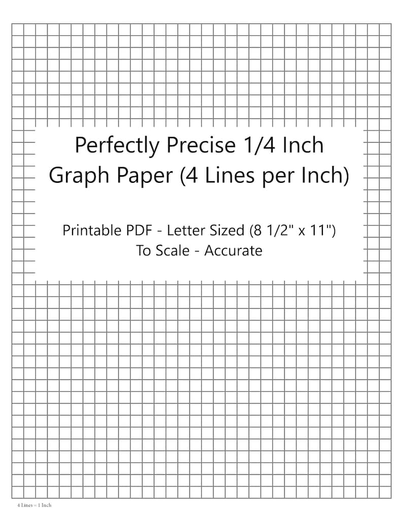 Perfectly Scaled and Precise Printable Graph Paper - 4/4 - 1/4 Inch (4 ...