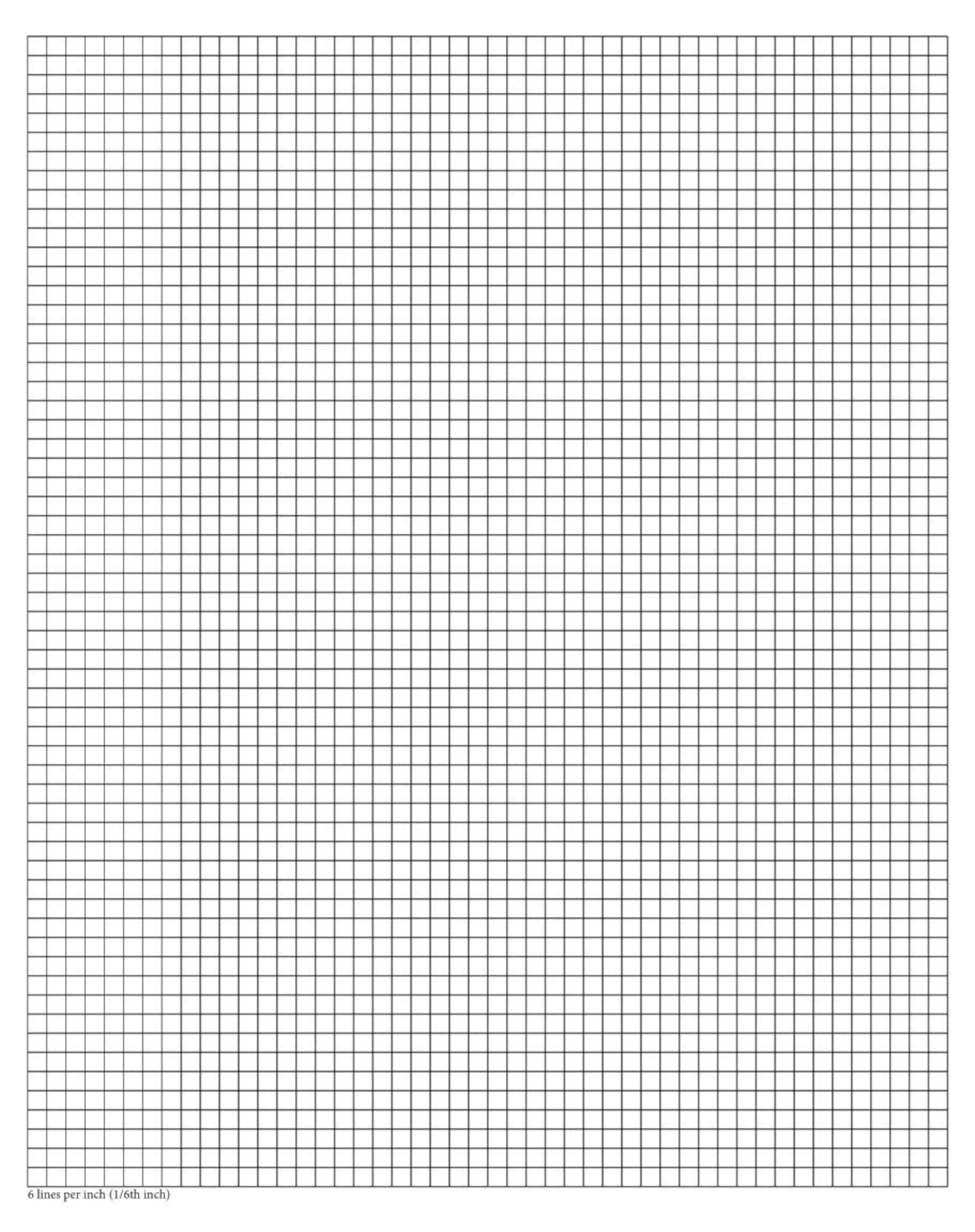 Perfectly Scaled and Precise Printable Graph Paper - 1/6 Inch (6 Lines ...