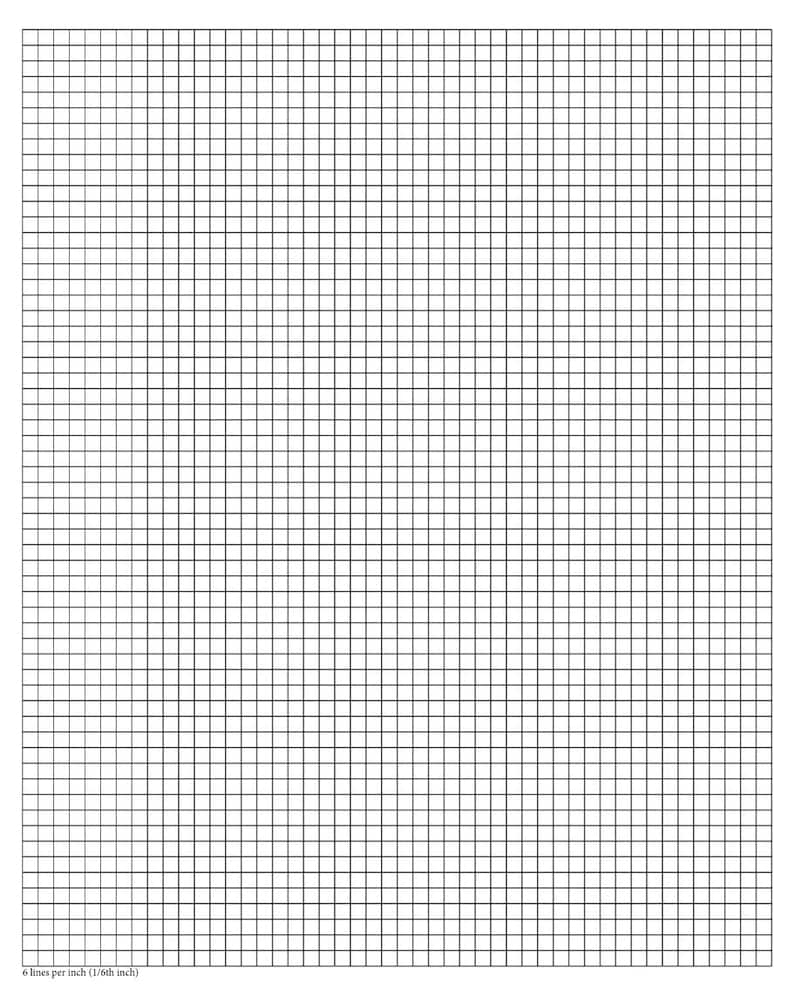 Perfectly Scaled and Precise Printable Graph Paper 1/6 Inch 6 Lines per ...
