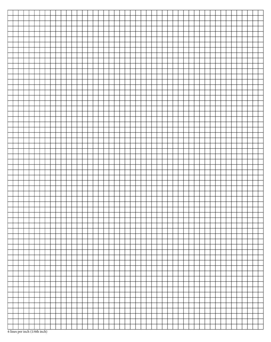 Perfectly Scaled and Precise Printable Graph Paper - 1/6 Inch (6 Lines ...