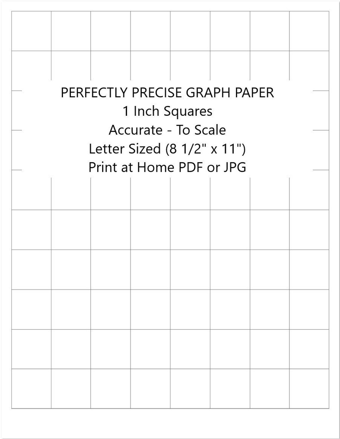 Perfectly Scaled and Precise Printable Graph Paper - One Inch Squares ...