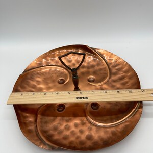 Gregorian Solid Copper Hammered Bowl Platter With Center Handle 11in ...