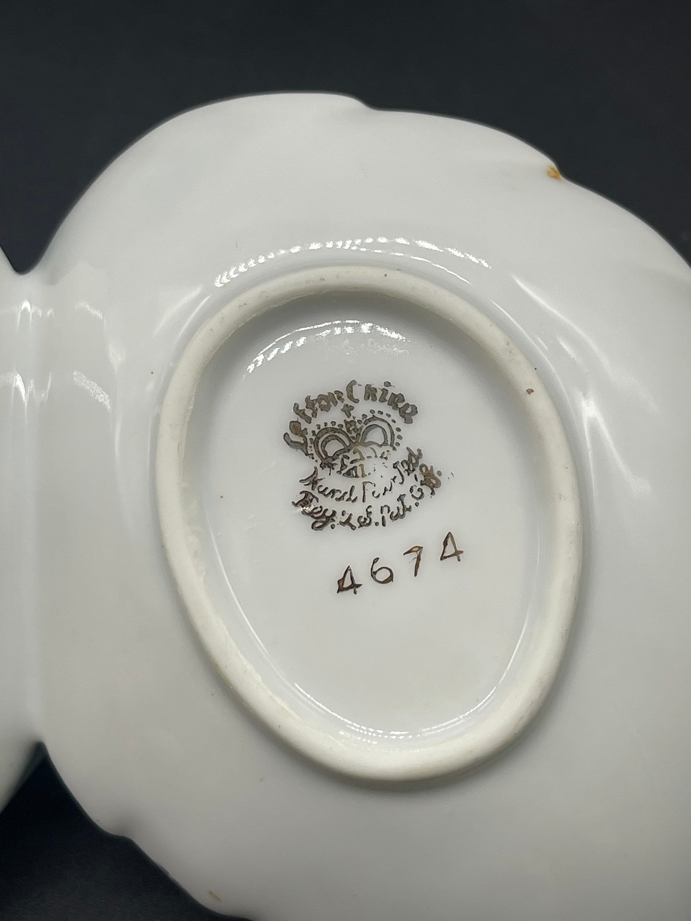 Lefton Leaf Shaped 2 Sided Trinket Dish Hand Painted Rose & Violets ...