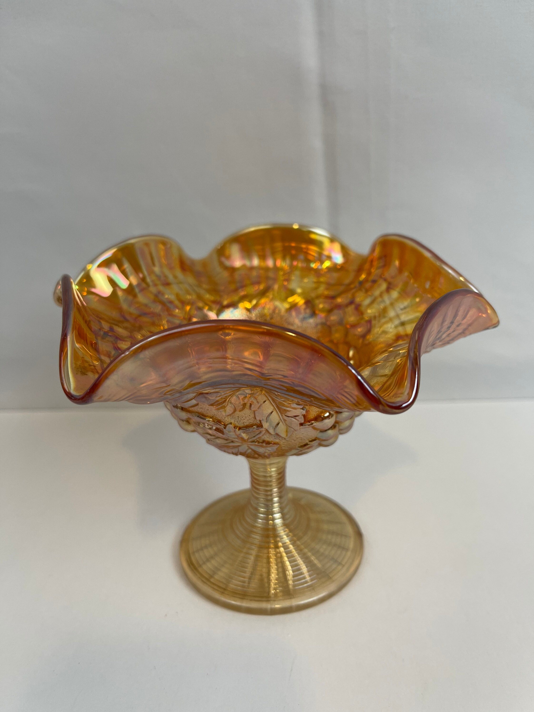 Imperial Grapes Marigold Carnival Glass Compote Pedestal Candy Dish - Etsy