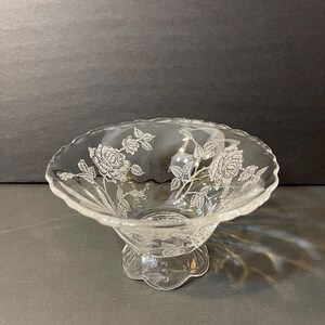 Heisey Glass Waverly Rose Etched Footed Compote Bowl 3.25in Tall 5.5in ...