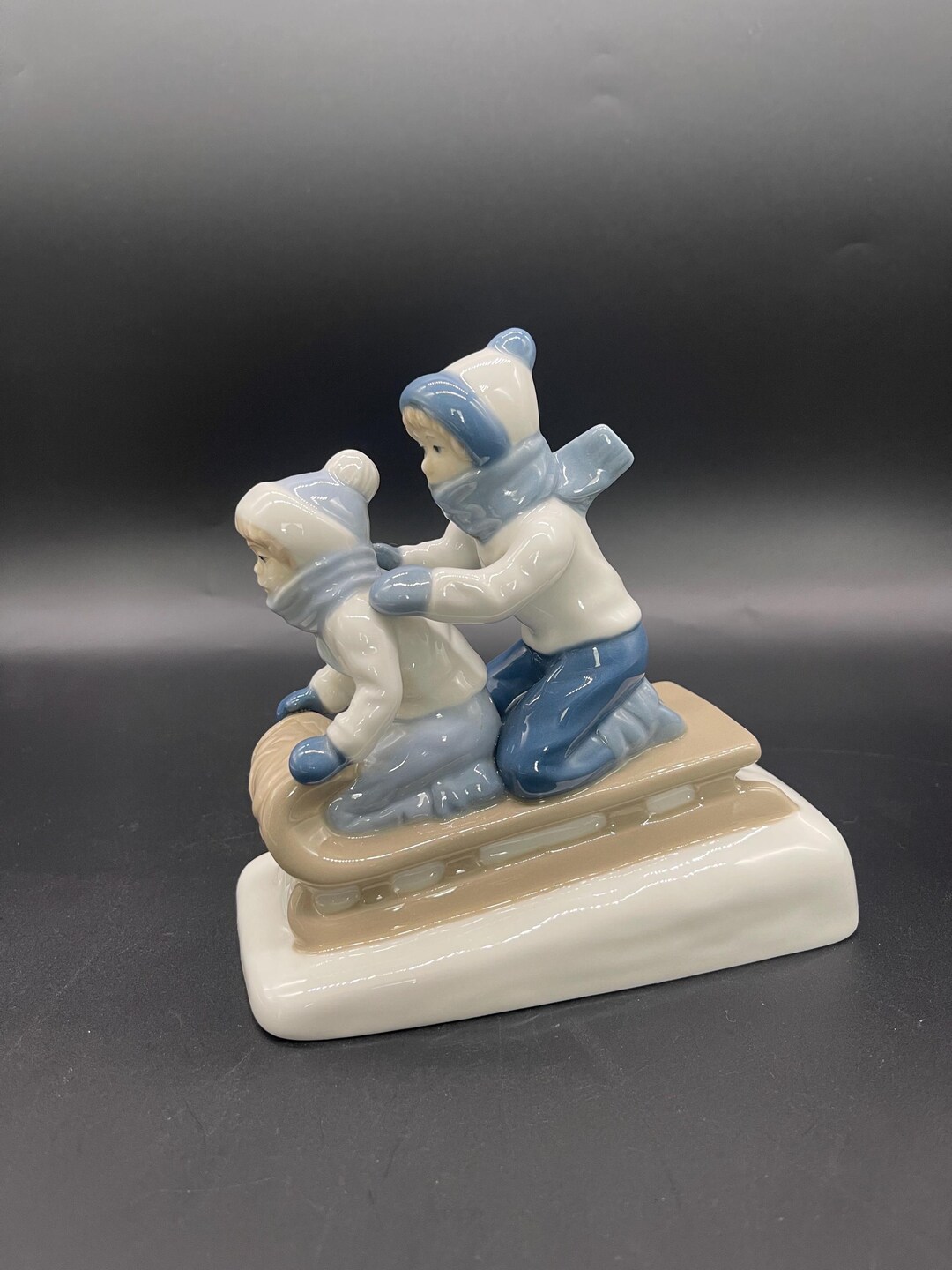 Paul Sebastian 1992 Children Sleigh Ride Porcelain Figurine 6x6 Holiday ...