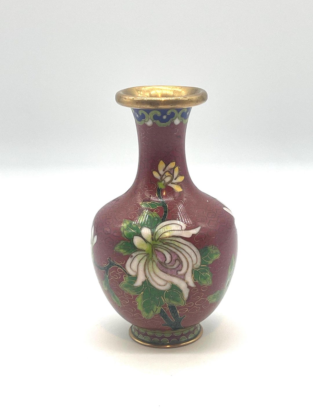 Chinese Cloisonne Small Brass Bud Vase 4in. Tall - Etsy