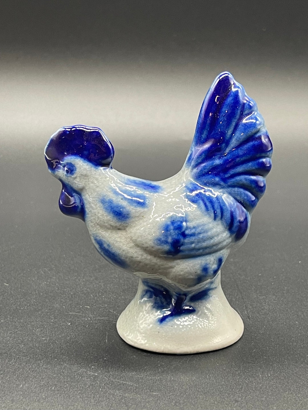 Vintage Eldreth Pottery Salt Glazed Blue Grey Rooster Chicken - Etsy