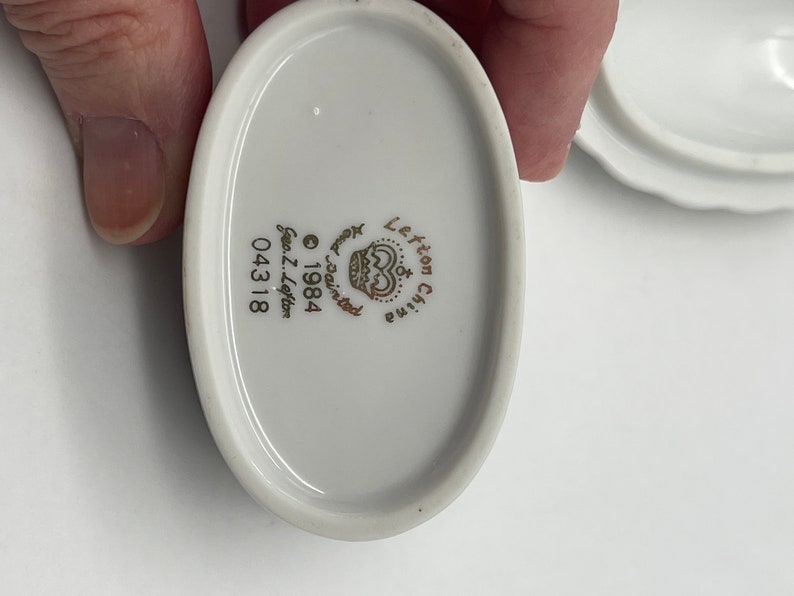 Lefton China Oval Porcelain Trinket Dish With Lid 1984 Yellow Pink ...