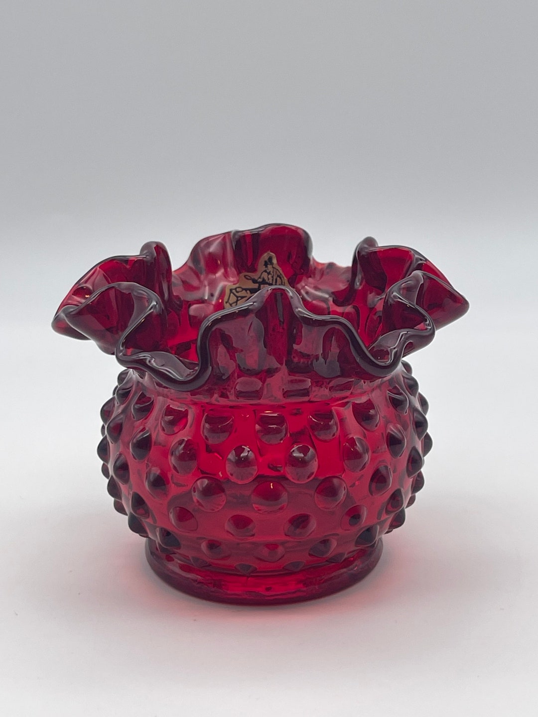 Fenton Hobnail Ruby Red Small Rose Bowl Vase Double Crimped 3in. Tall - Etsy