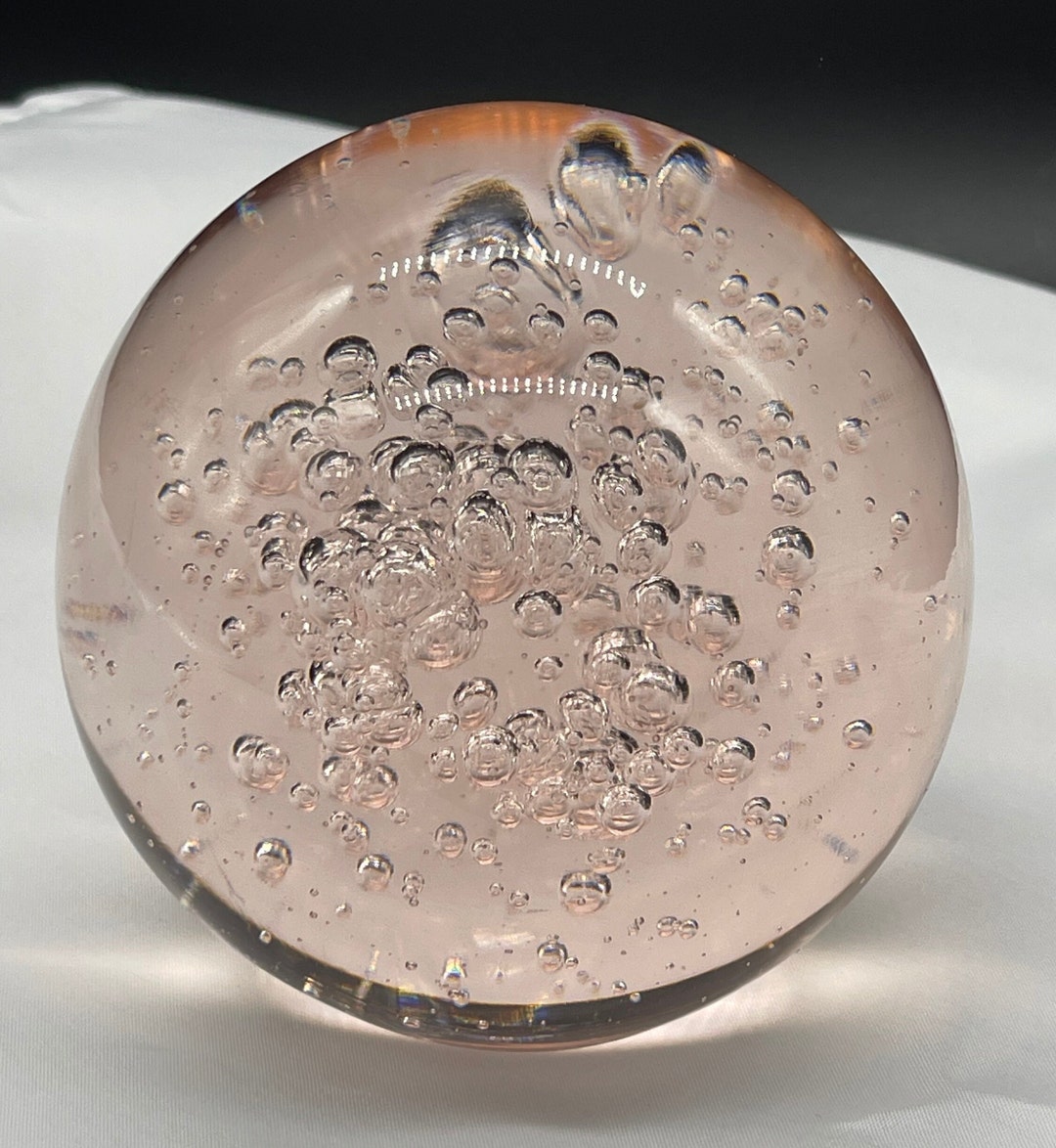 Art Glass Paperweight Ball Light Pink With Many Bubbles 3.5 X - Etsy