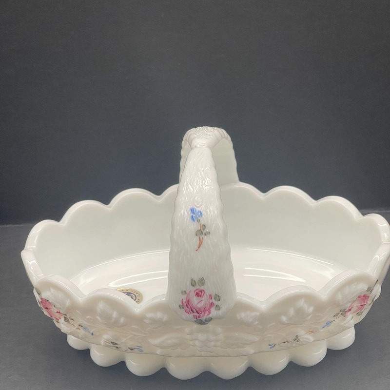 Milk Glass Basket - Etsy