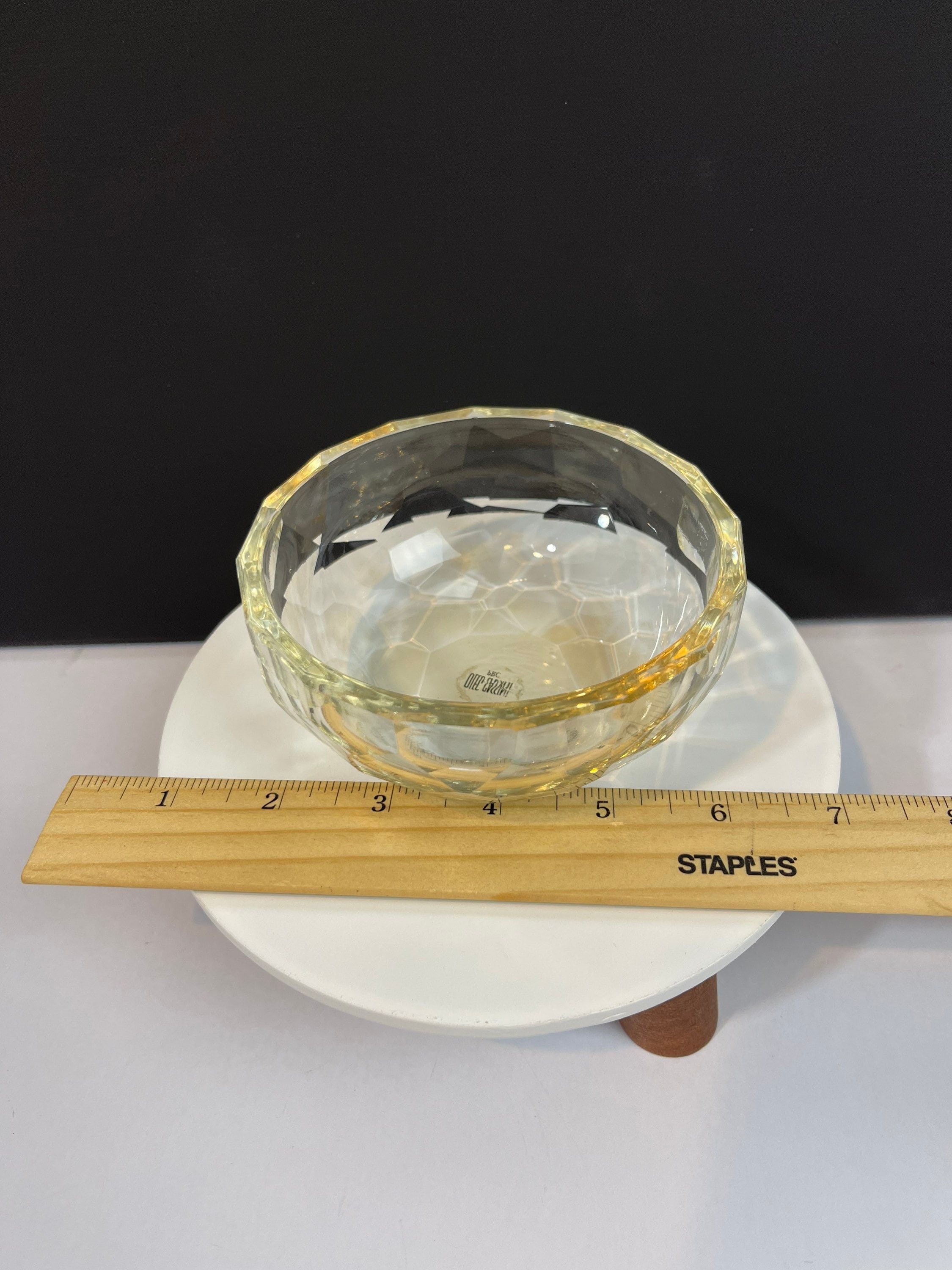 Oleg Cassini Amber Crystal Faceted Glass Bowl Trinket Dish - Etsy