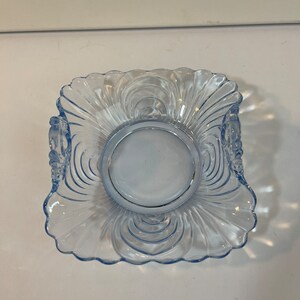 Vintage Cambridge Caprice Moonlight Blue Candy Dish Bowl Folded Edges Tab Handled Square Appx ...