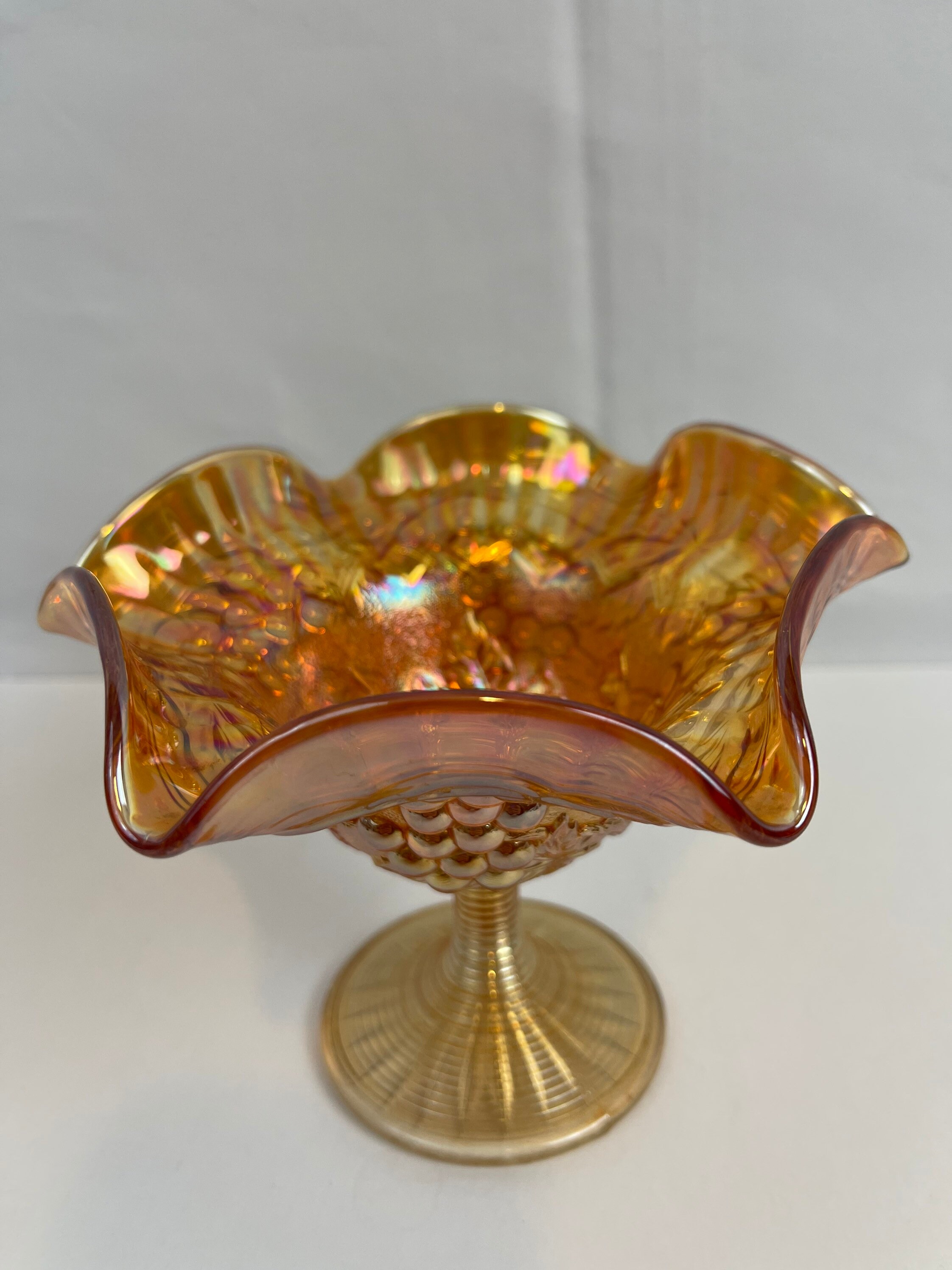 Imperial Grapes Marigold Carnival Glass Compote Pedestal Candy Dish - Etsy