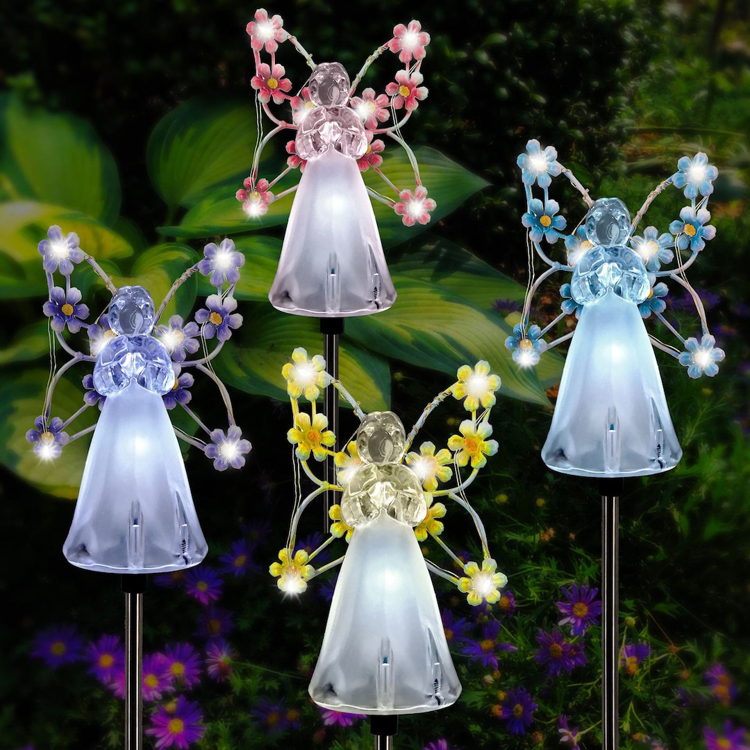 Solar Angel Garden Stake Lightsangel Solar Lights Outdoor Etsy